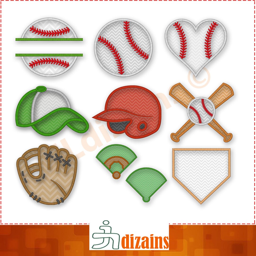 Baseball Applique Design Set. Baseball Embroidery Applique - Etsy