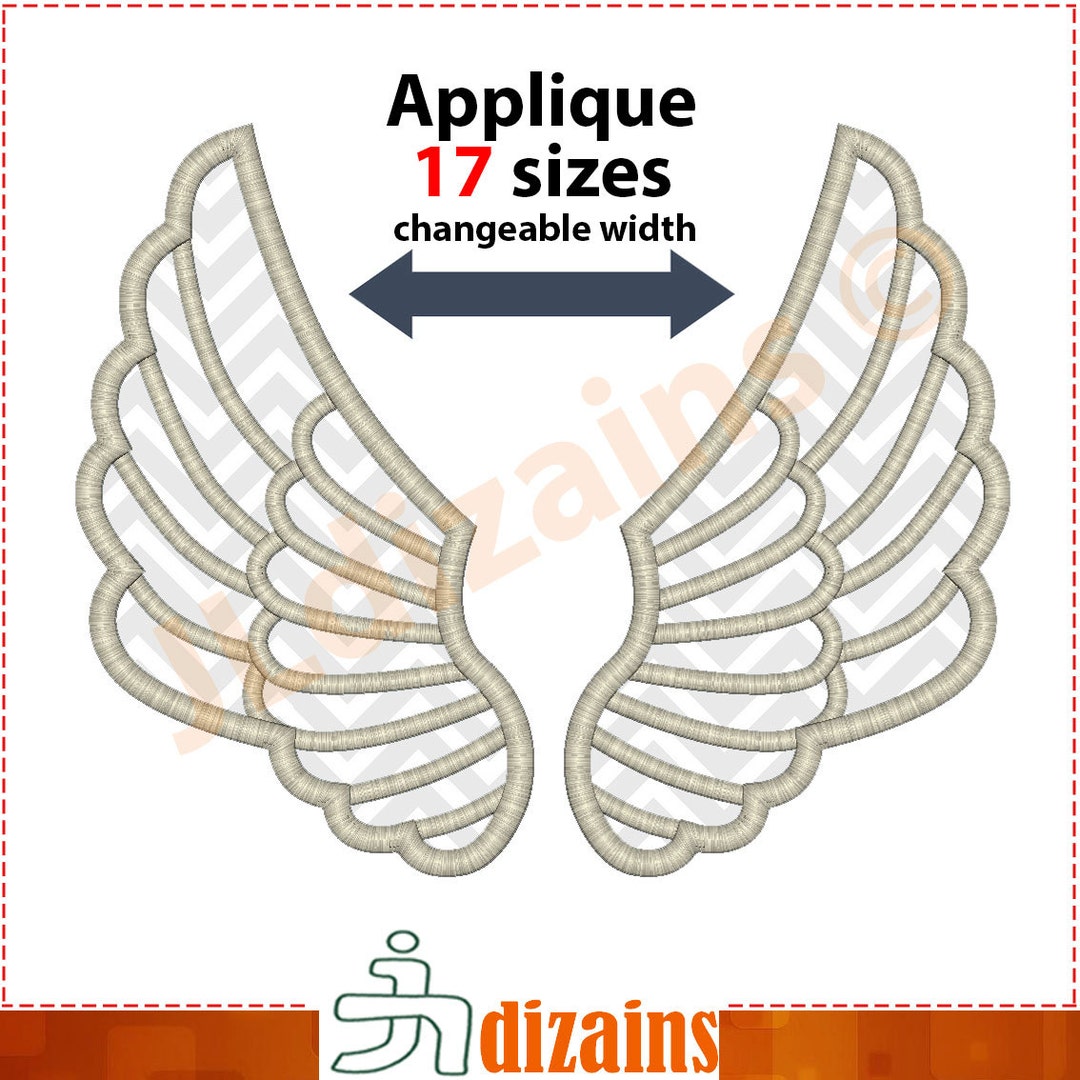 Wings Applique Design. Wings Embroidery Design. Angel Wings Embroidery ...
