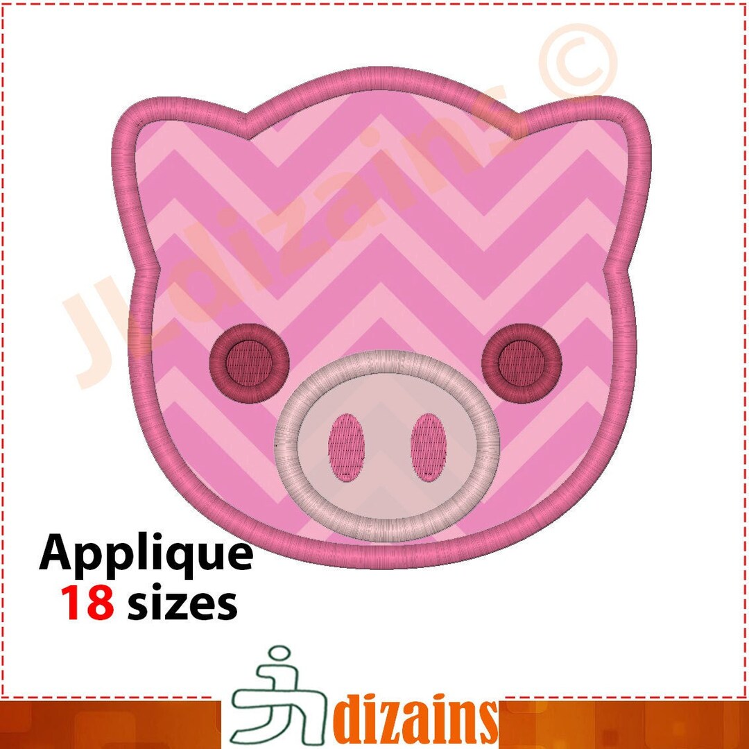 Pig Applique Design. Pig Embroidery Design. Embroidery Design Pig ...