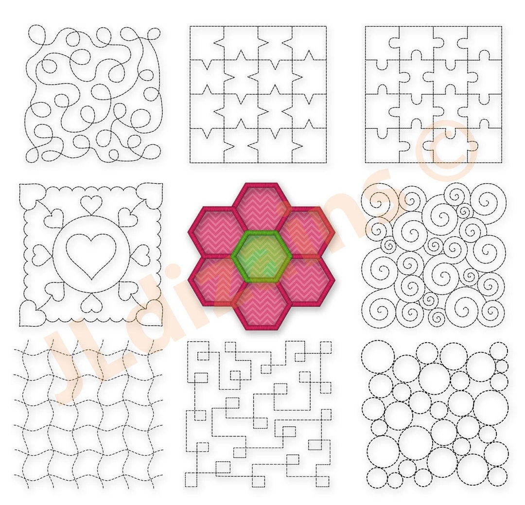 Quilting Background Embroidery Design Set. Quilt Block Pattern ...