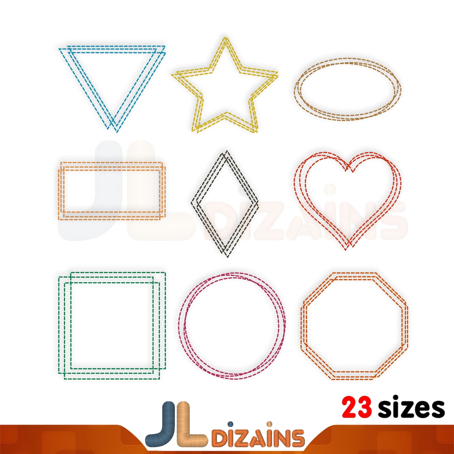 Shapes Machine Embroidery Design Set. Circle Embroidery Heart - Etsy