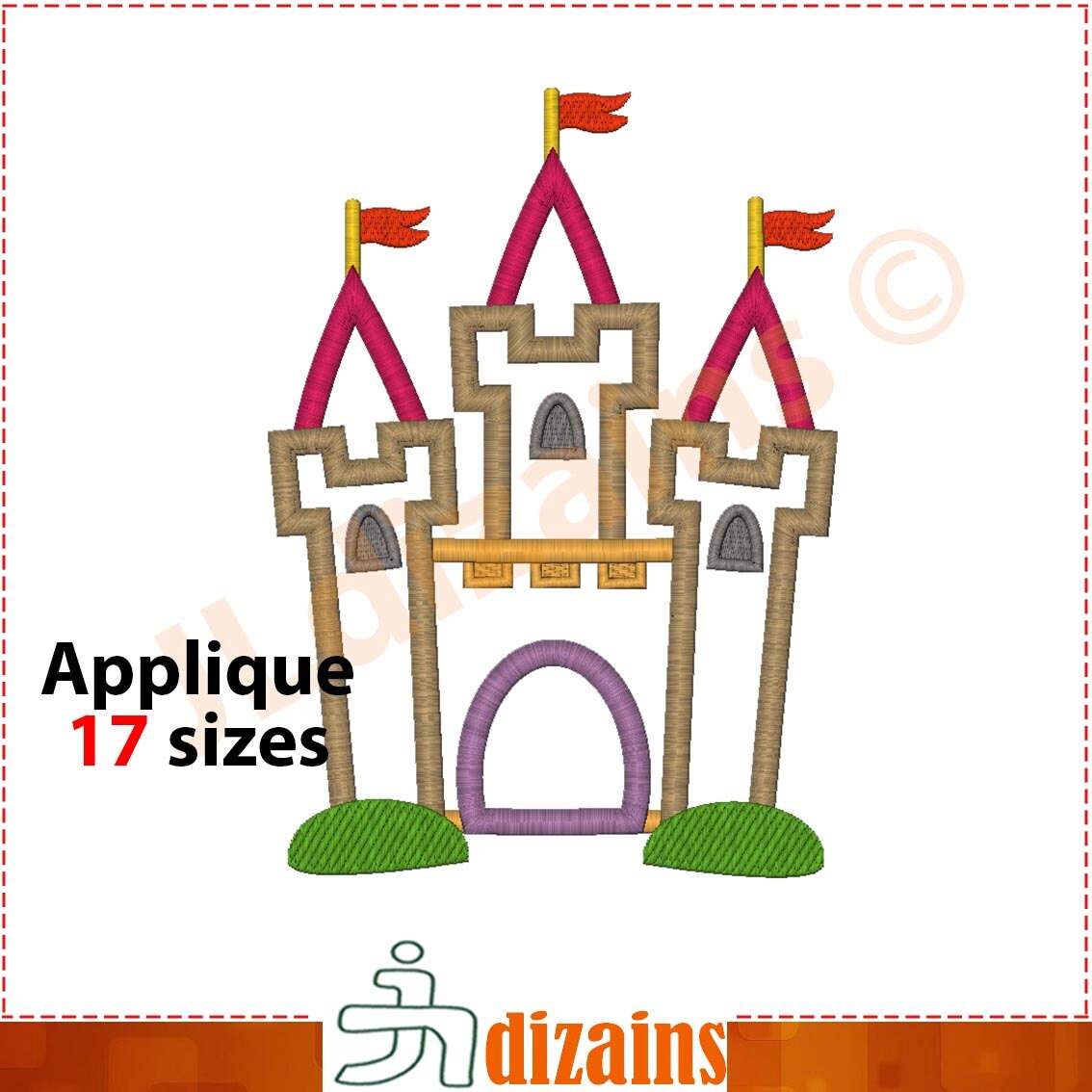 Castle Applique Design. Castle Embroidery Design. Embroidery Applique ...