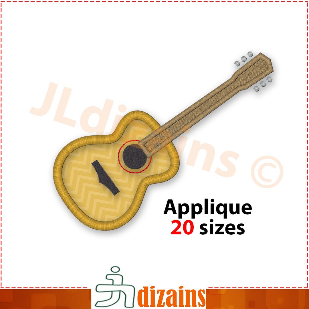 Guitar Applique Design. Guitar Embroidery Deign. Embroidery Guitar ...