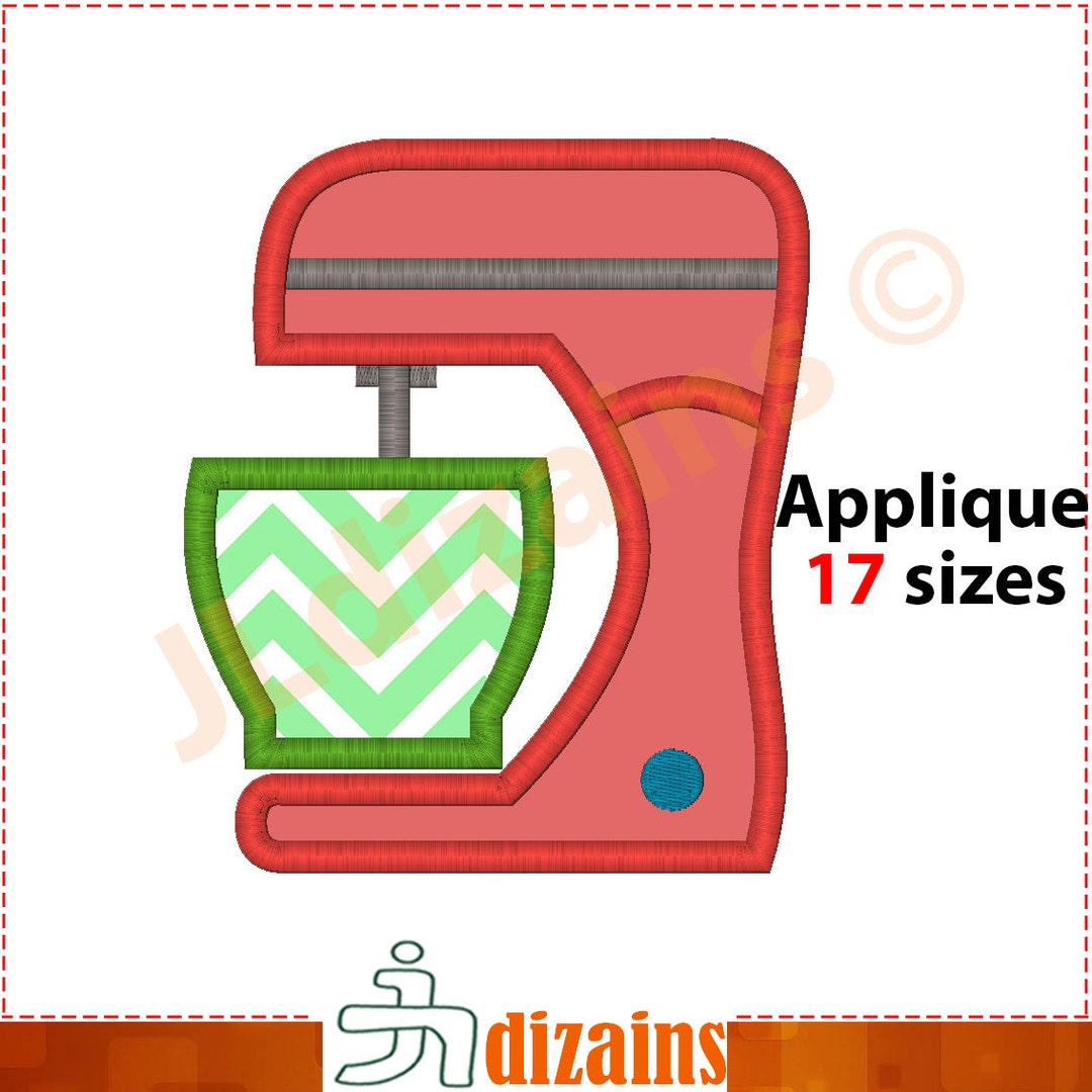 Kitchen Mixer Applique Design. Kitchen Mixer Embroidery Design. Stand ...