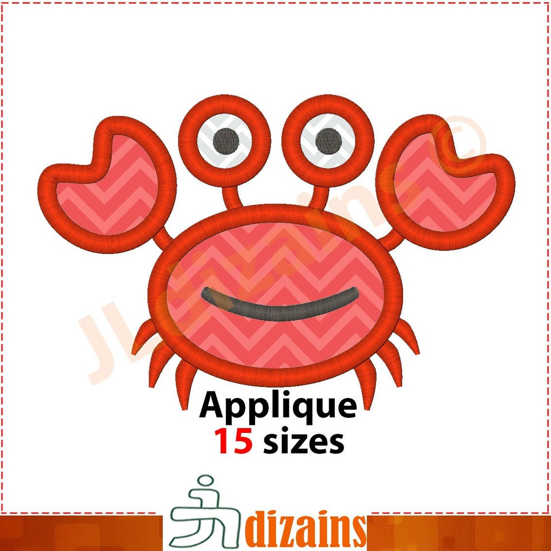 Crab Applique Design. Crab Embroidery Design. Embroidery Applique Crab ...