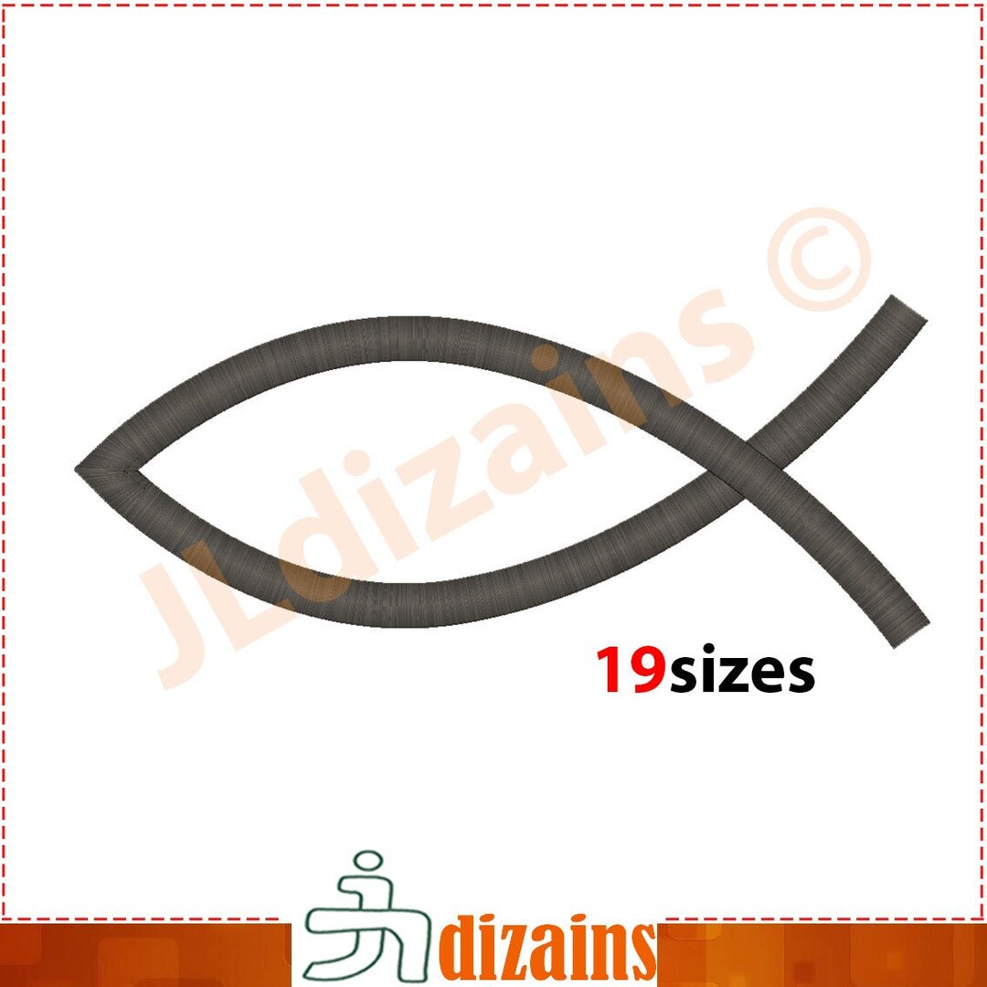 Jesus Fish Embroidery Design. Ichthys Embroidery Design. Christian Fish ...