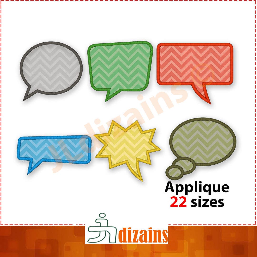 Speech Bubble Applique Embroidery Designs – Comic Talk Bubbles (instant ...