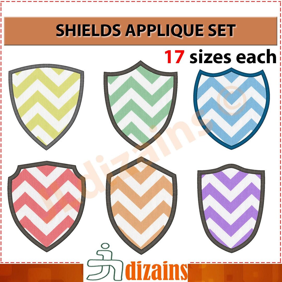 Shield Applique Design Set. Shield Embroidery Design Set. Embroidery ...