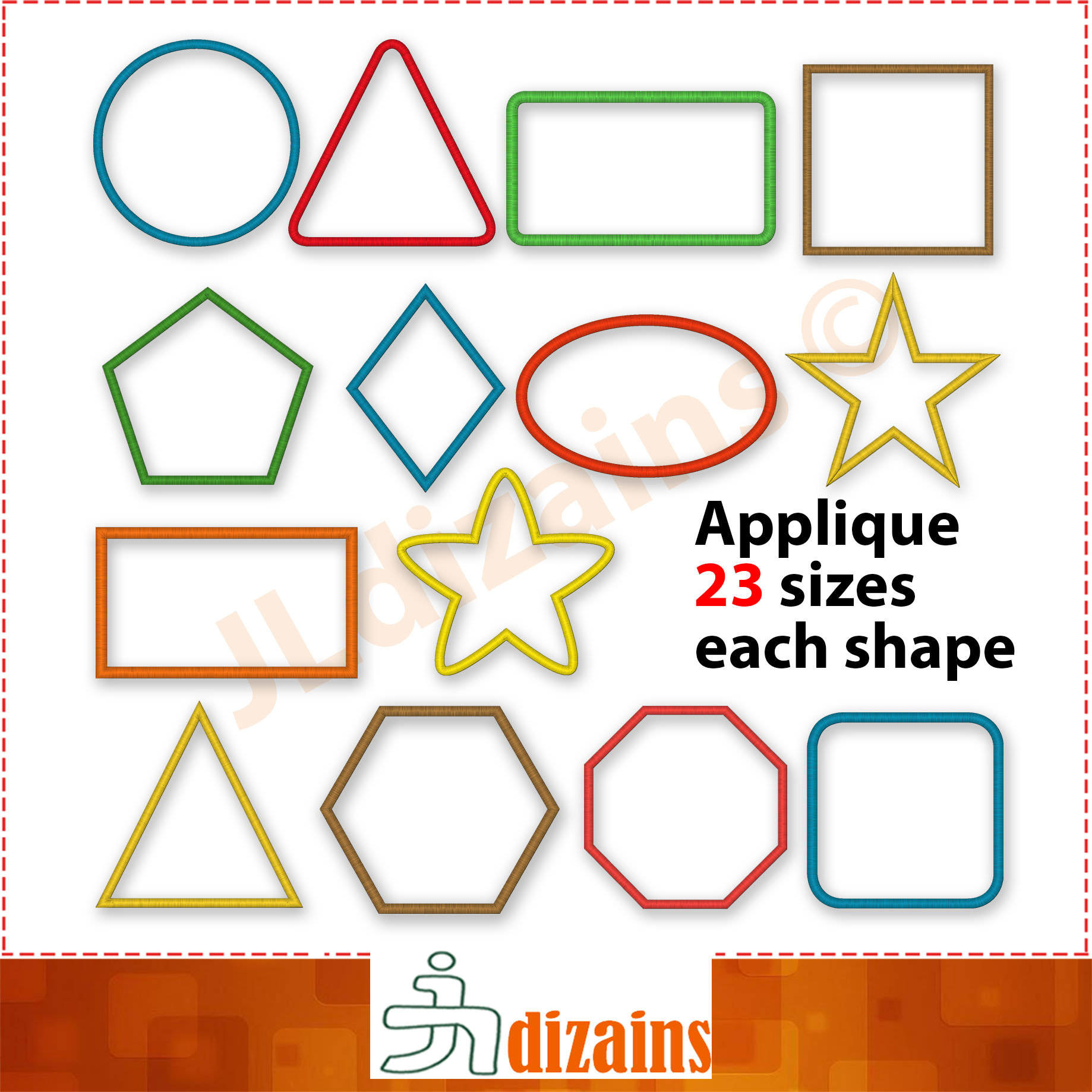 Shapes Applique Embroidery Designs. Basic Shapes Embroidery. - Etsy