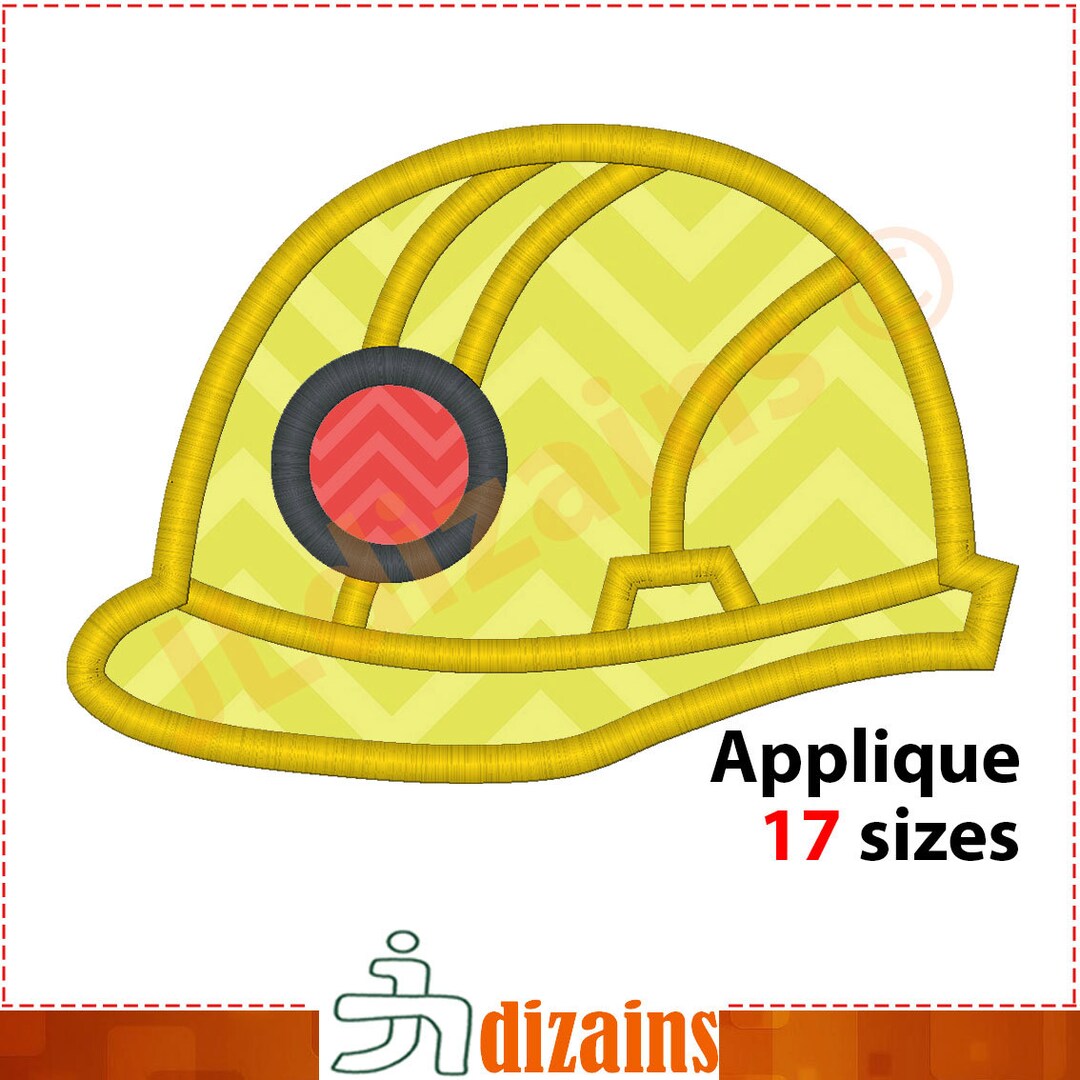 Construction Helmet Applique Embroidery Design. Hard Hat. (digital ...