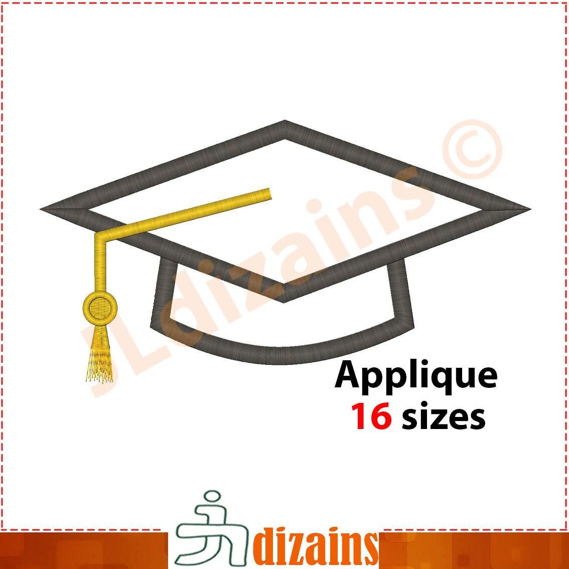 Graduation Hat Applique Design. Graduation Hat Embroidery Design ...