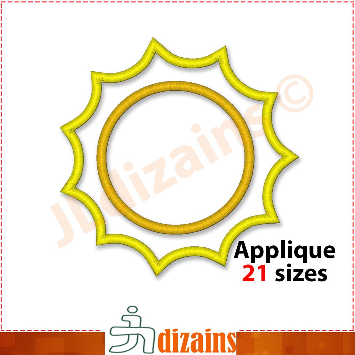 Sun Applique Embroidery Design. Sun Embroidery Design. | Etsy