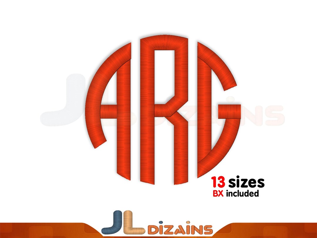 Circle Monogram Embroidery Design for Machine Embroidery. 13 Sizes and ...