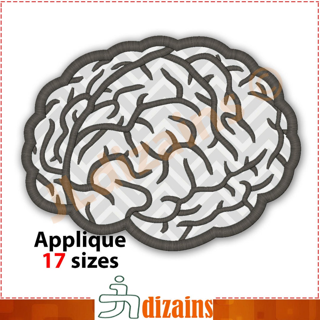 Brain Applique Embroidery Design. Machine Embroidery Design in 17 Sizes ...