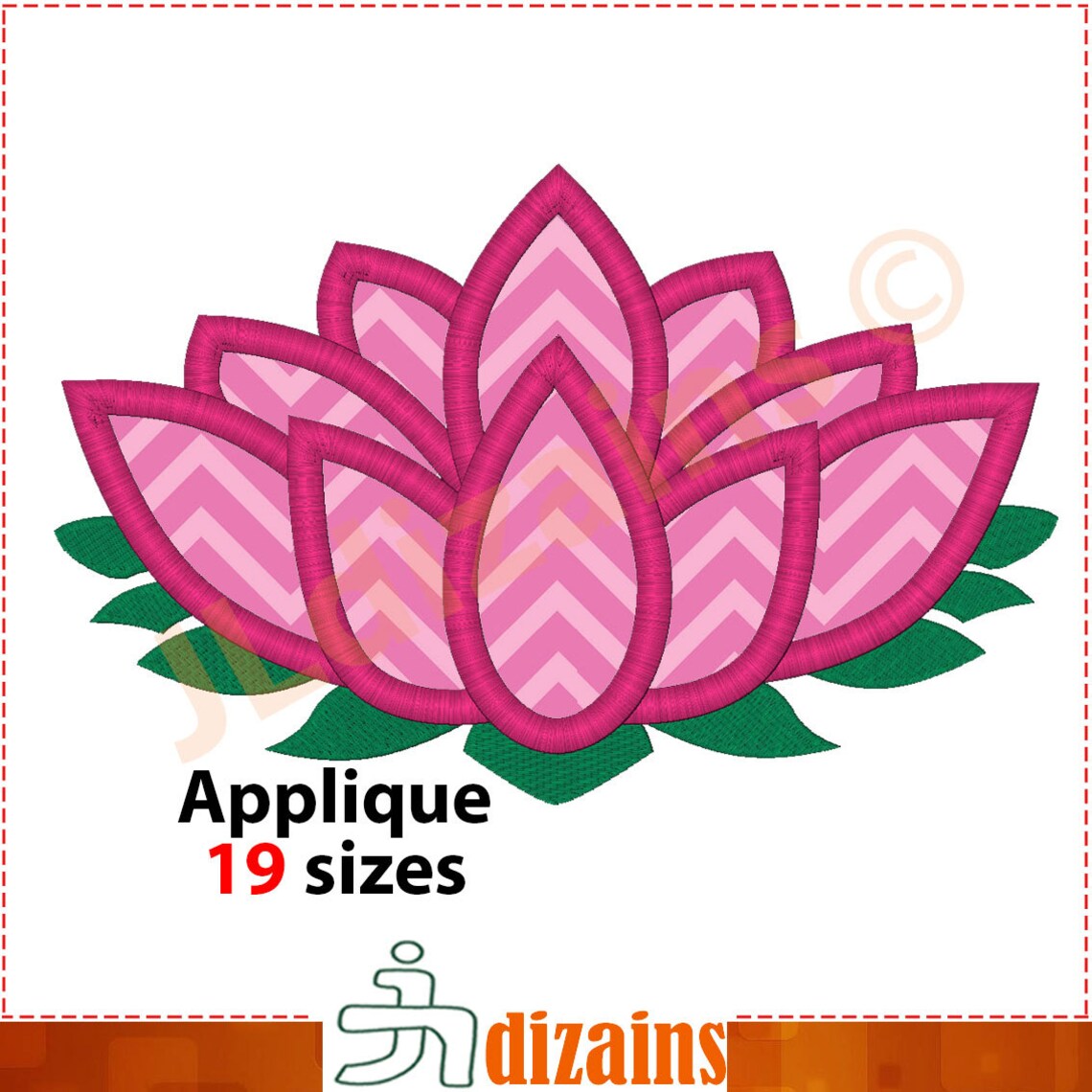 Lotus Flower Applique Design. Lotus Flower Embroidery. - Etsy
