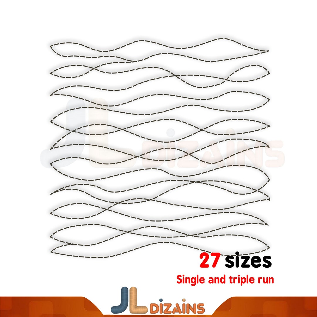 Random Lines Quilting Embroidery Design. Wavy Lines Quilting Block ...