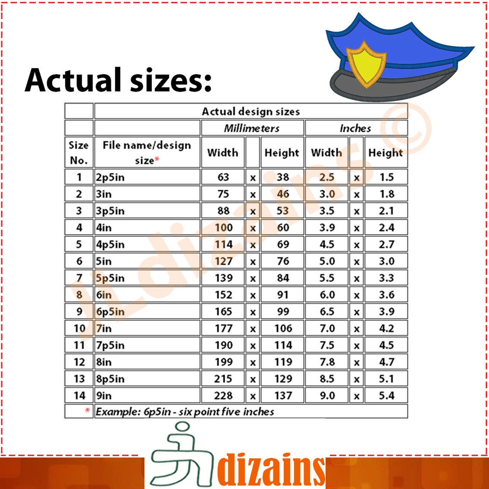 Police Cap Applique Design. Police Cap Embroidery Design. Embroidery ...