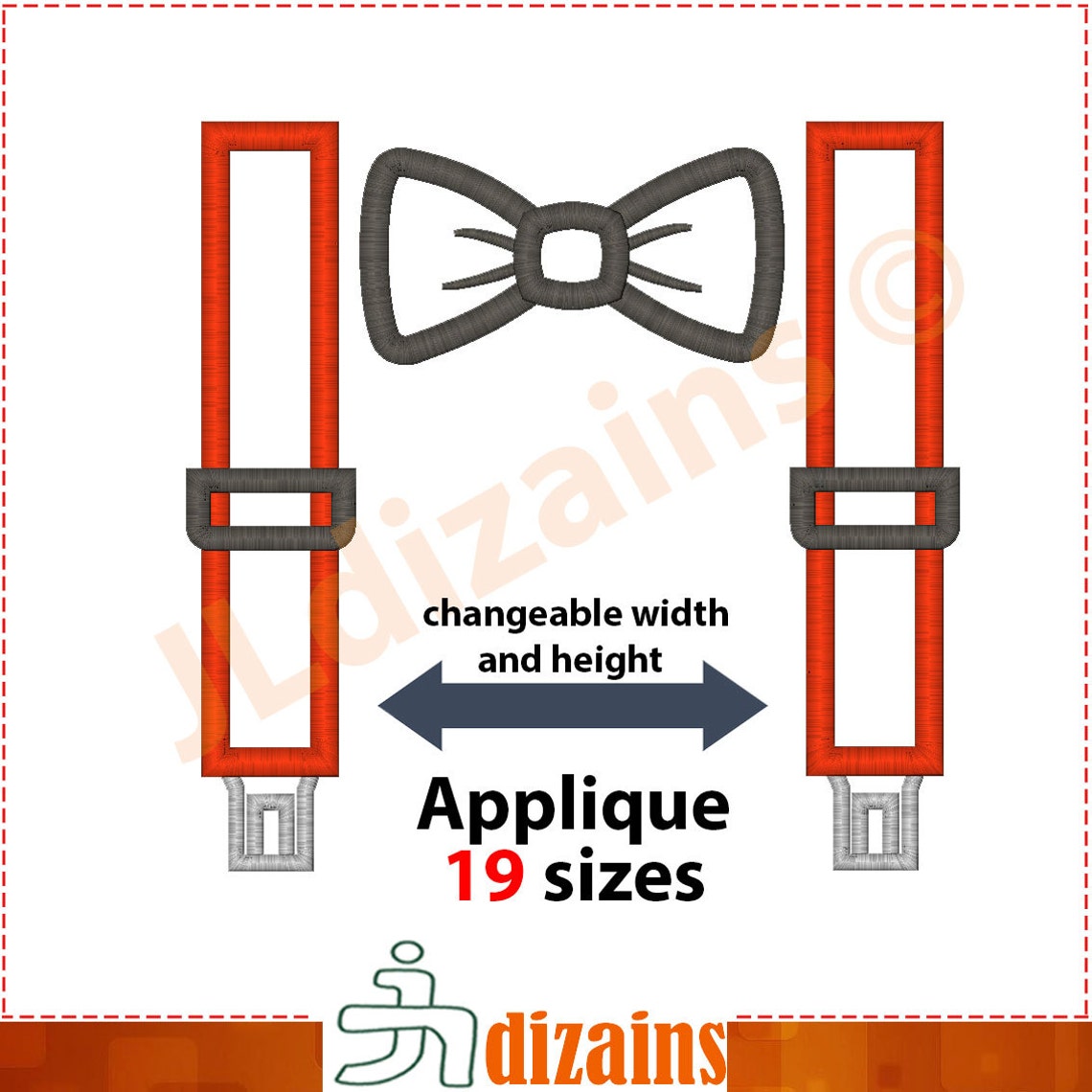 Suspenders Applique Design. Suspenders Embroidery Design. | Etsy