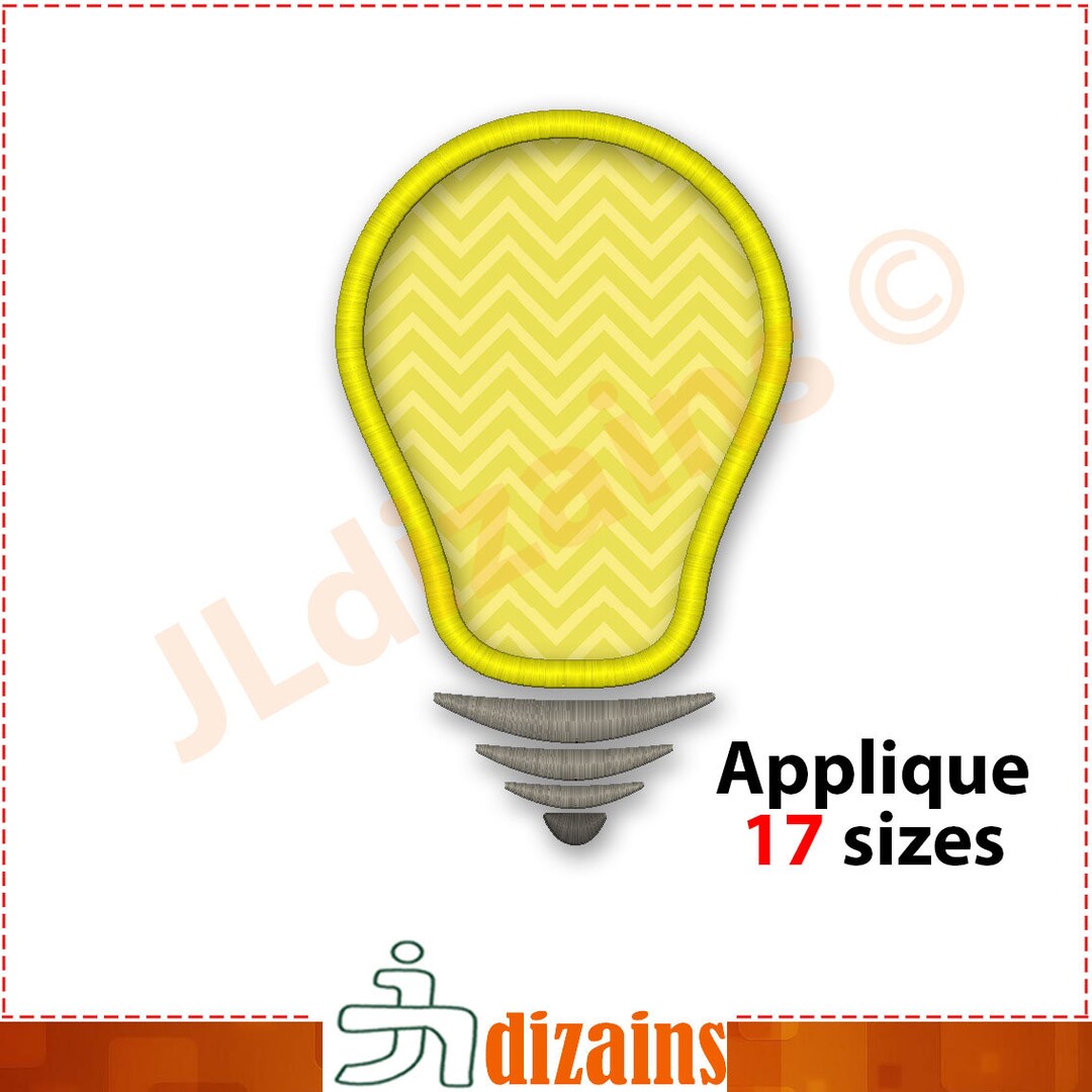Light Bulb Applique Design. Light Bulb Embroidery Design for Machine ...