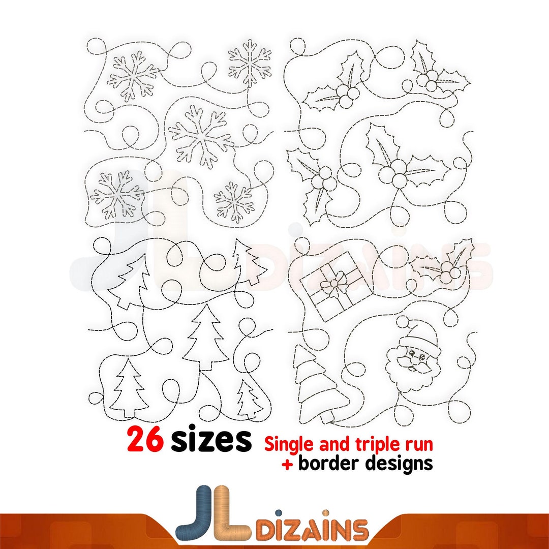 Christmas Quilting Embroidery Design Set. Edge to Edge Quilting ...