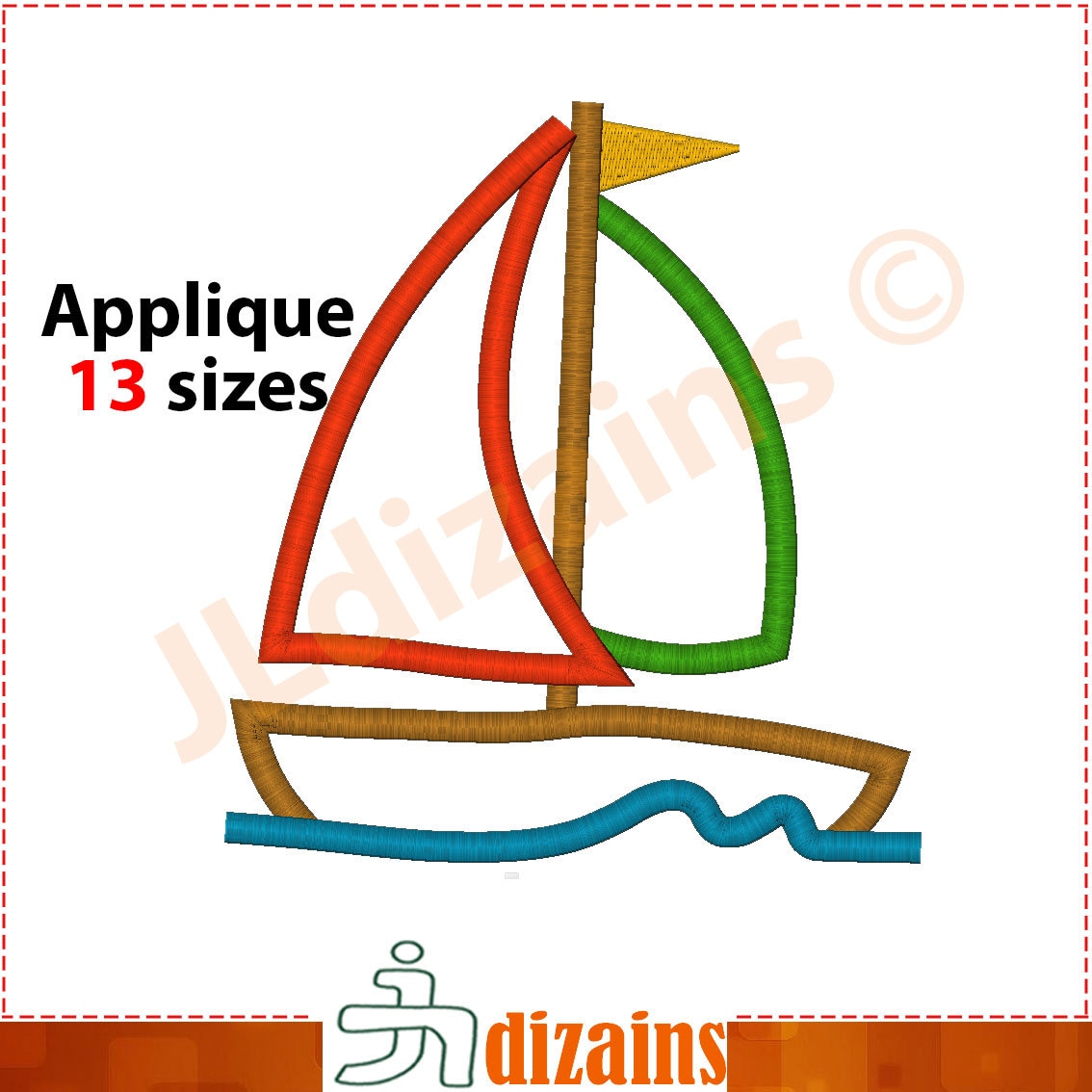 Sail Boat Applique Design. Sailing Boat Embroidery Applique Design ...