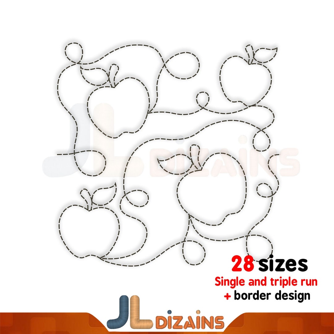 Apple Quilting Embroidery Design. Apple Quilt Block Embroidery. Apple ...