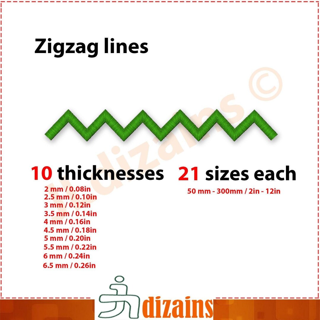 Zigzag Line Embroidery Design. Zig Zag Satin Stitch Machine Embroidery ...