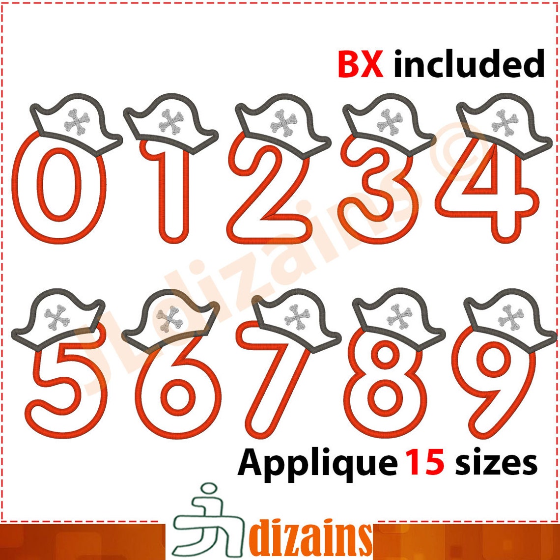 Pirate Applique Numbers. Pirate numbers embroidery. Birthday | Etsy