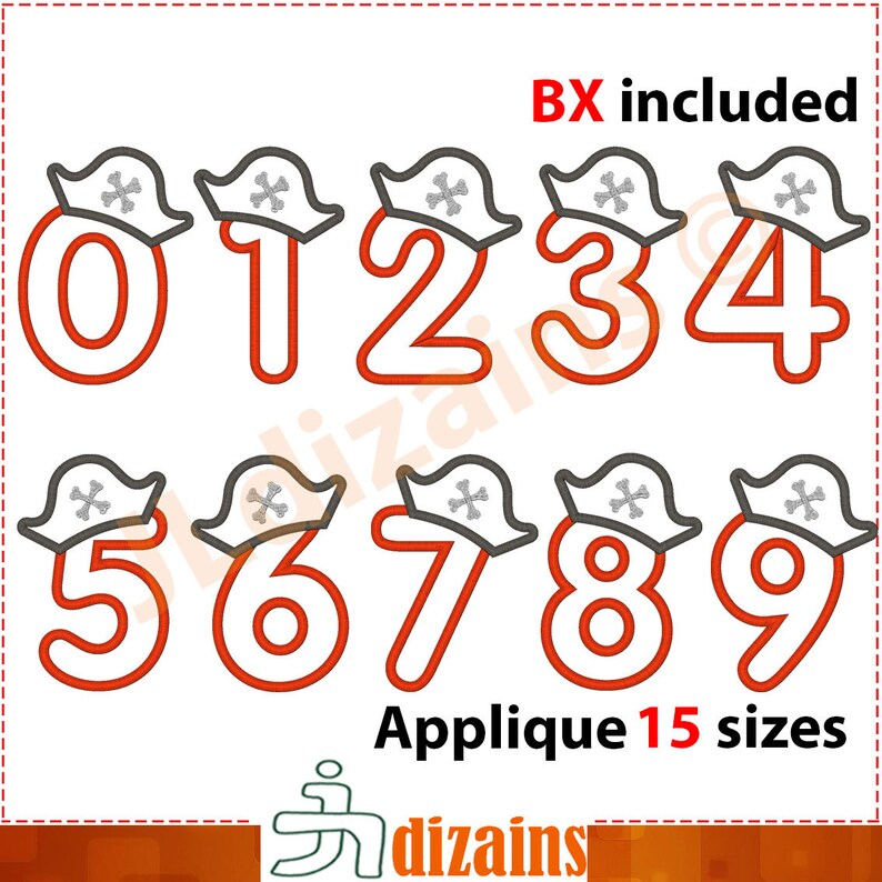 Pirate Applique Numbers. Pirate numbers embroidery. Birthday | Etsy