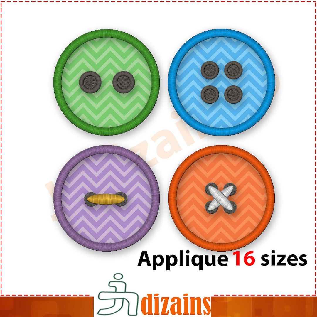 Button Applique Embroidery Design SET. Button Embroidery Designs ...