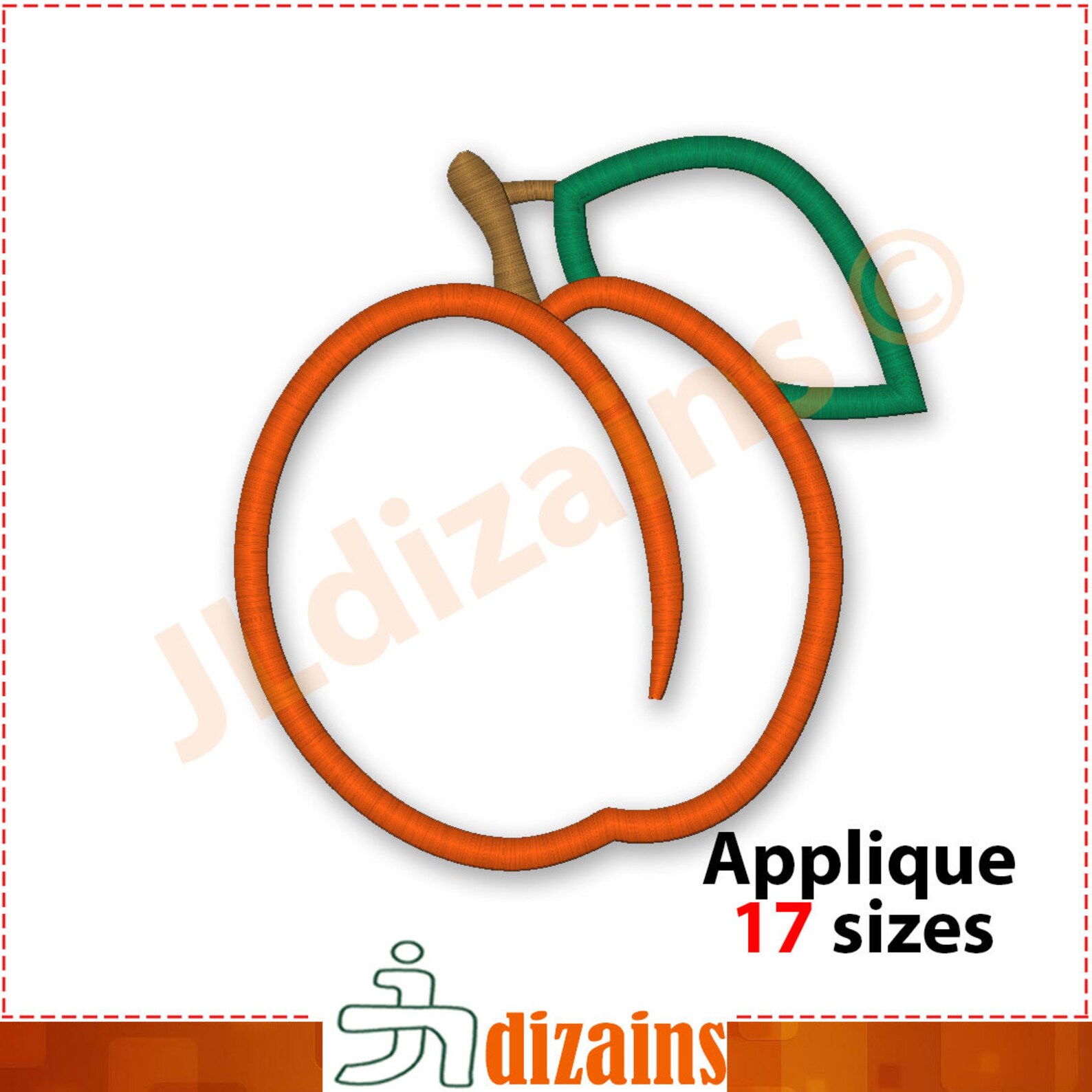 Peach Applique Embroidery Design. Peach Embroidery Design. - Etsy