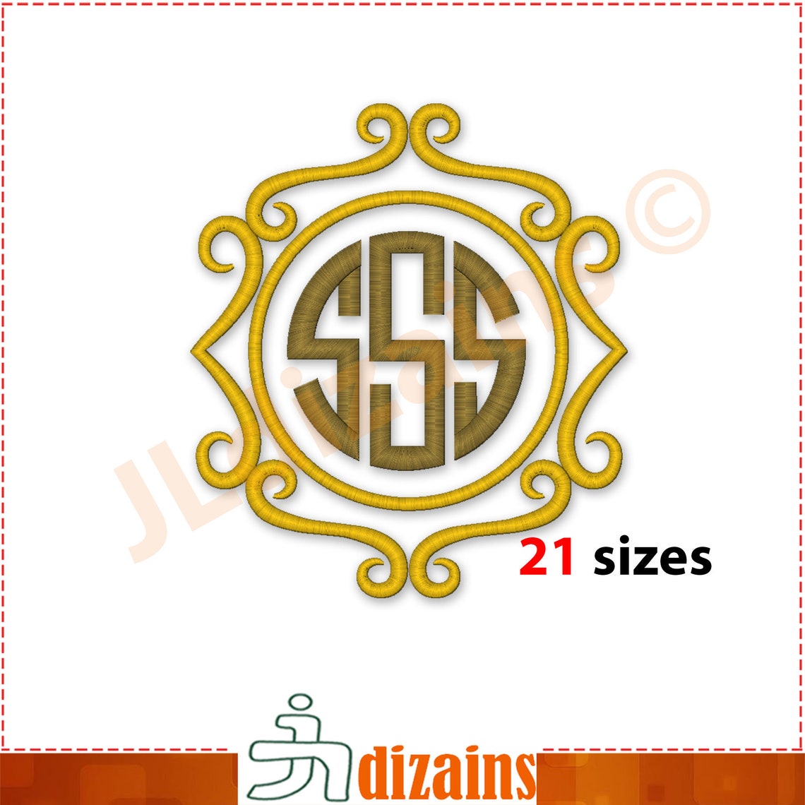 Circle Monogram Frame Embroidery Design. Vintage Royal Circle - Etsy