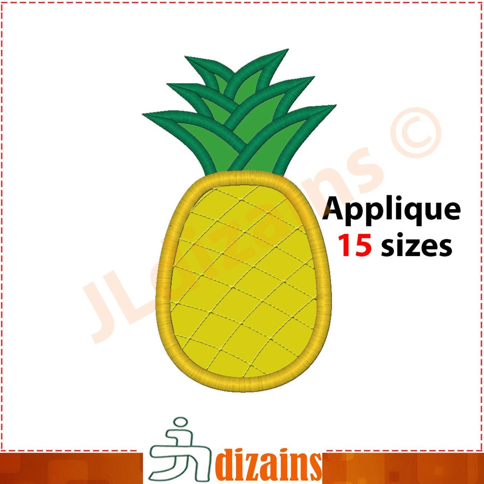 Pineapple Applique Design. Pineapple Embroidery Design. Embroidery ...