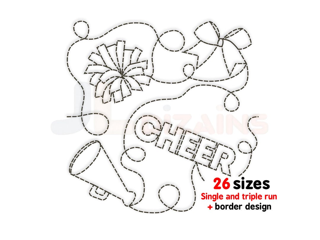 Cheerleading Quilting Embroidery Design. Cheer Quilt Block Edge to Edge ...