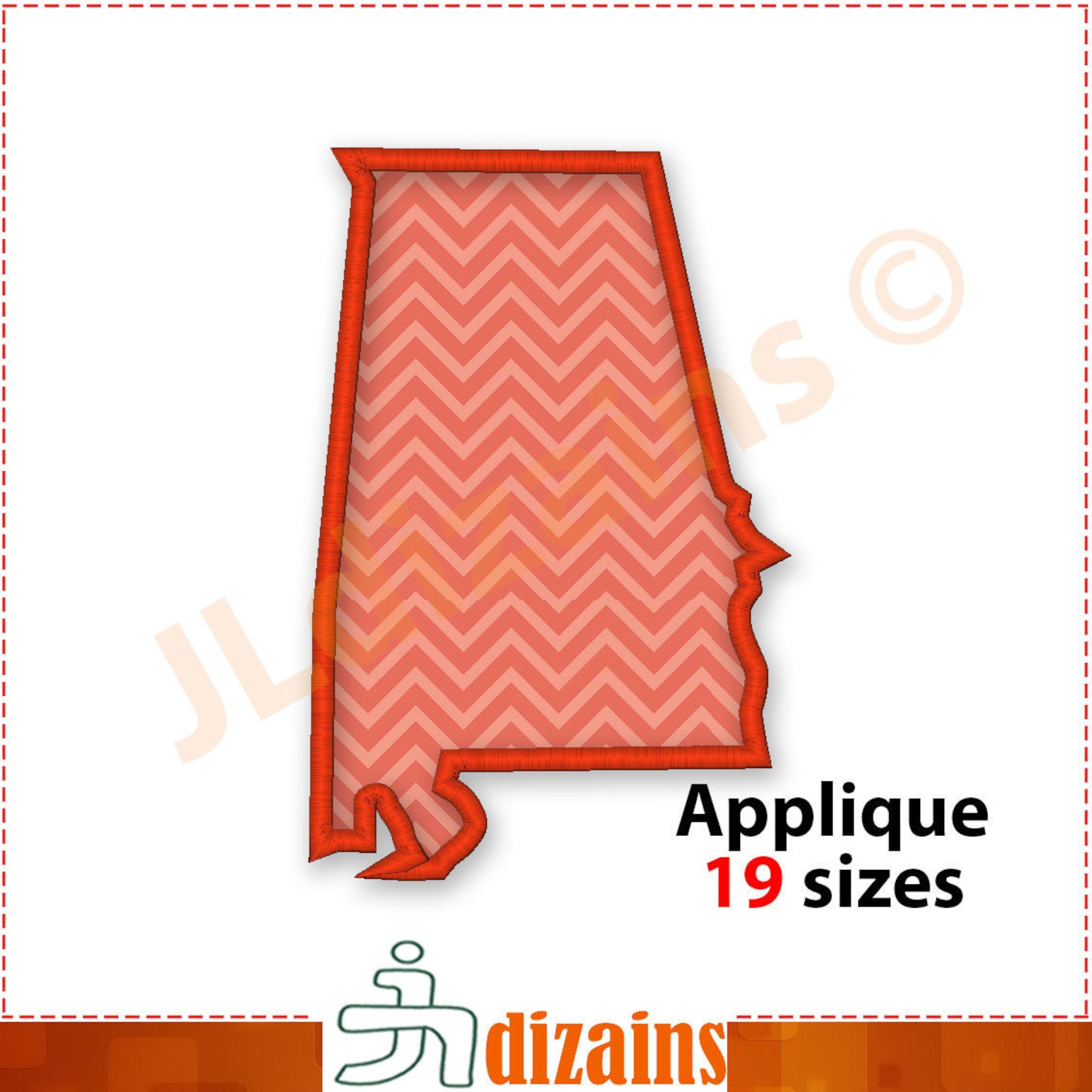 Alabama State Applique Embroidery Design. Machine Embroidery Design ...