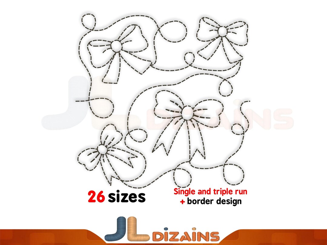 Bow Quilting Embroidery Design. E2E Quilting Design for Computerized Embroidery Machines. Bow ...