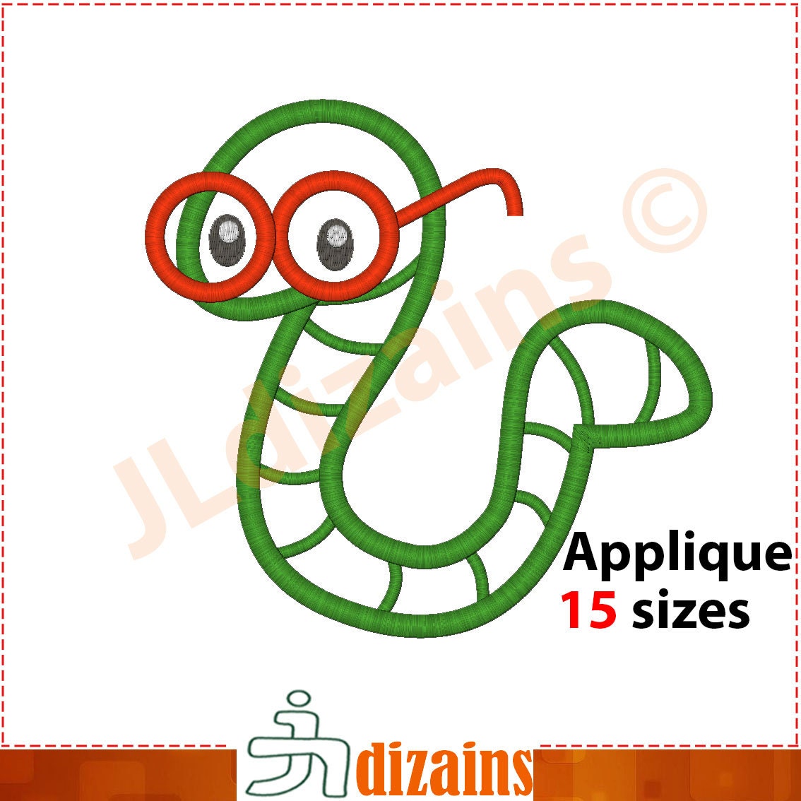 Book Worm Applique Design. Book Worm Embroidery Design. - Etsy