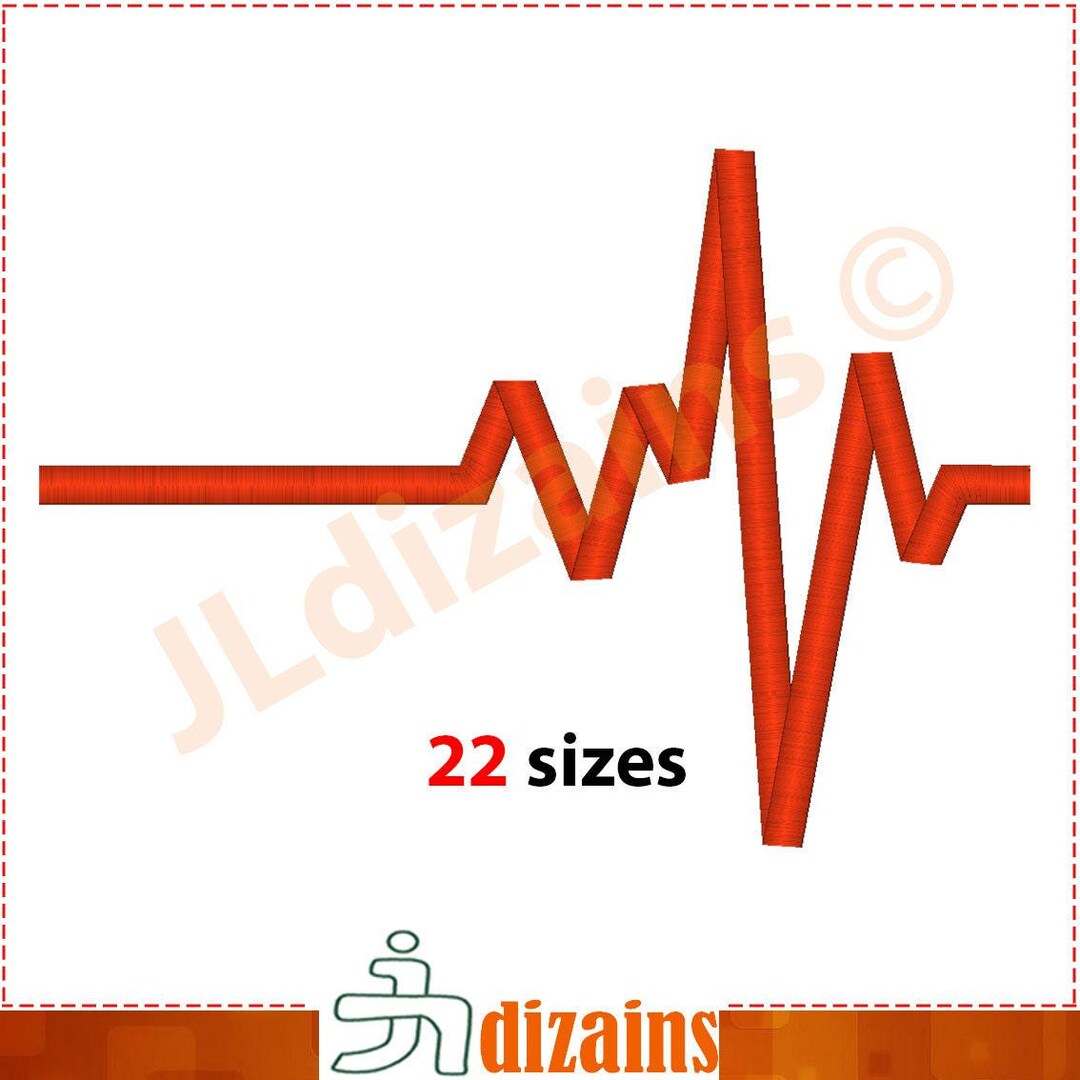 Heartbeat EKG Machine Embroidery Design - Lifeline Pulse Embroidery ...