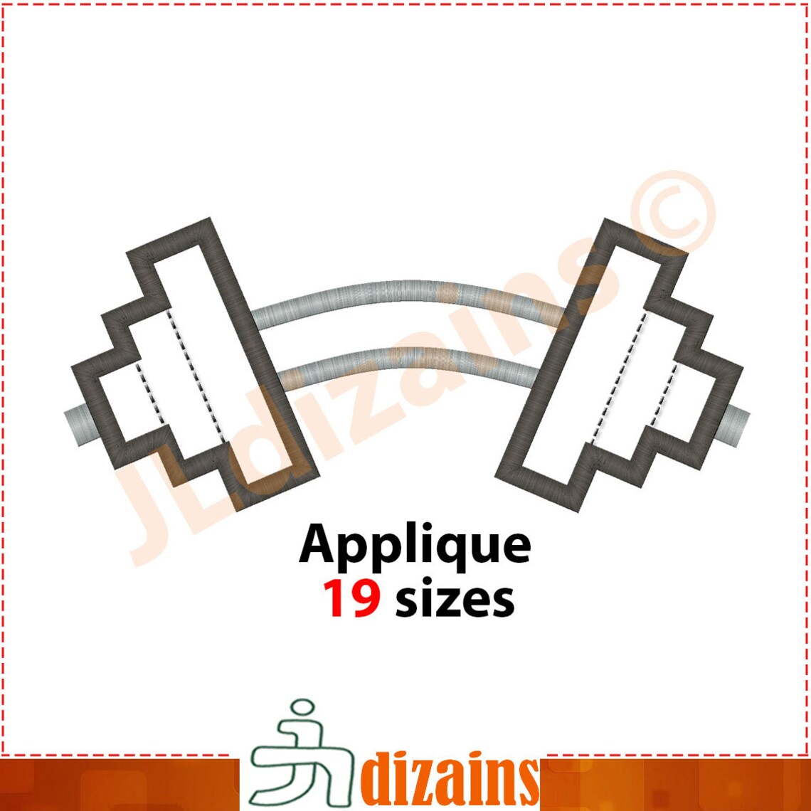 Barbell Applique Design. Barbell Embroidery Design Dumbbell Applique ...