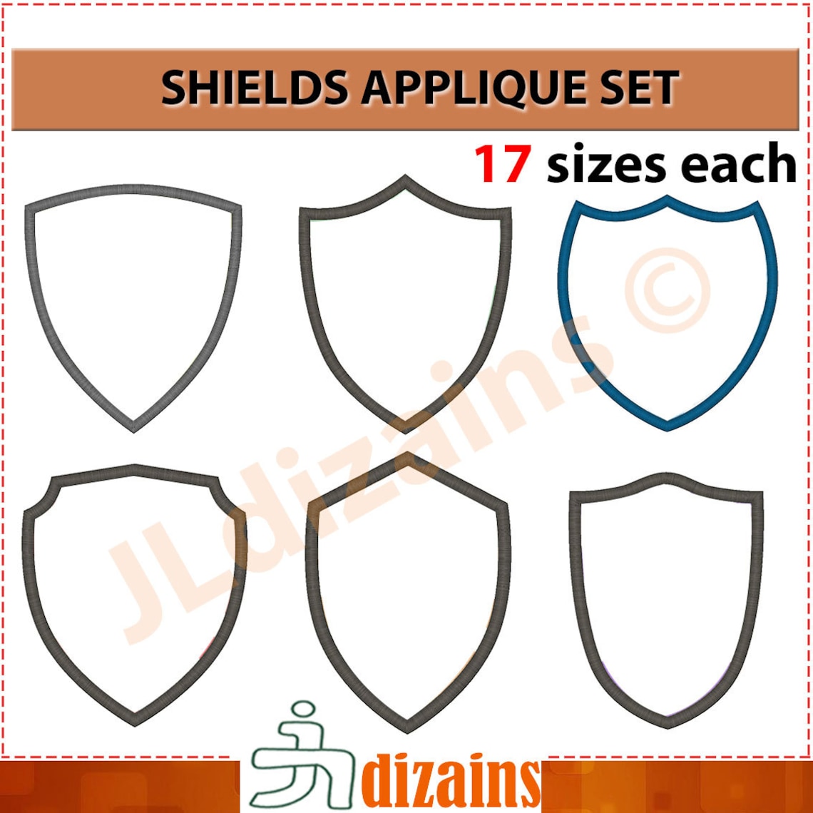 Shield Applique Design Set. Shield Embroidery Design. | Etsy