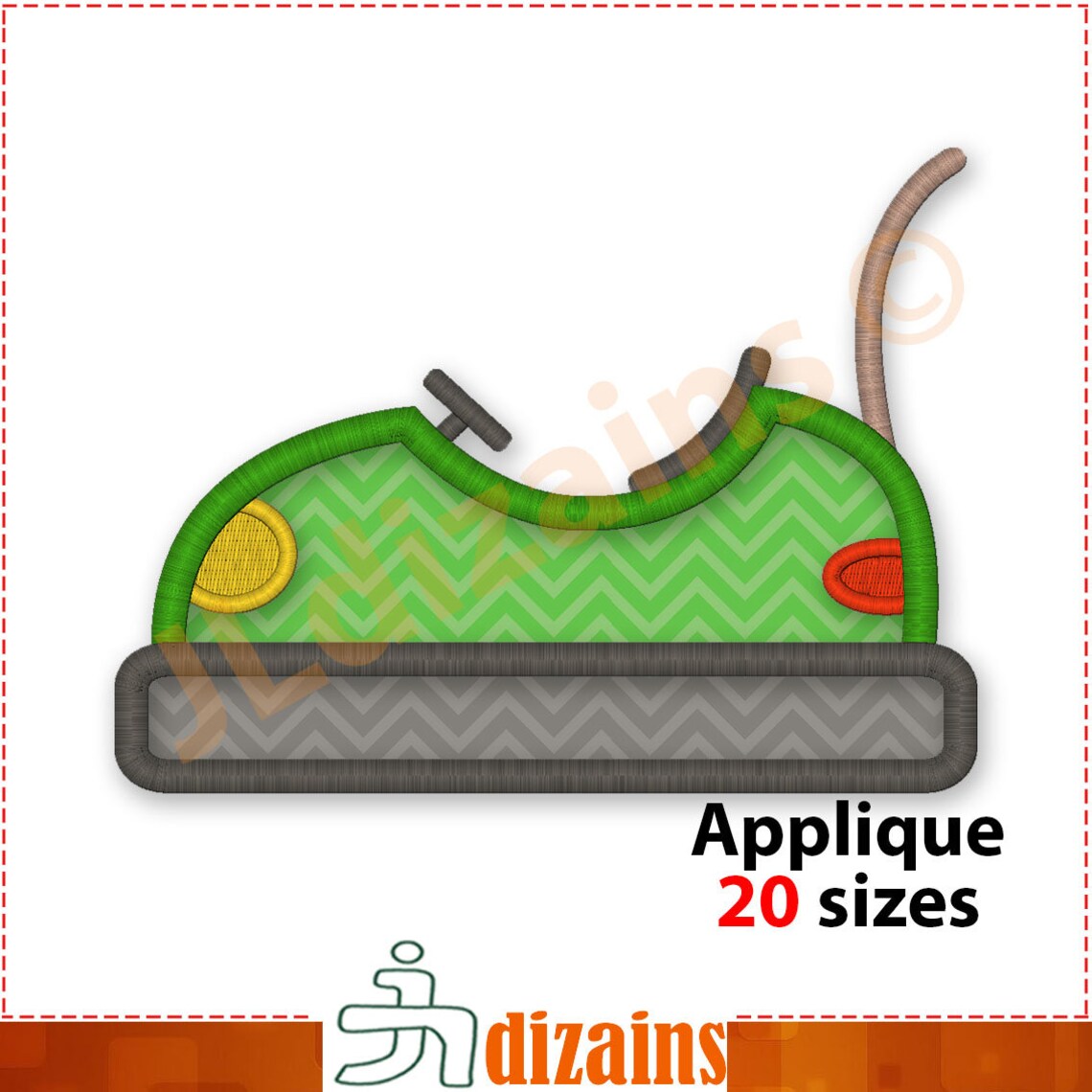 Bumper Car Applique Design. Bumper Car Embroidery Design. | Etsy
