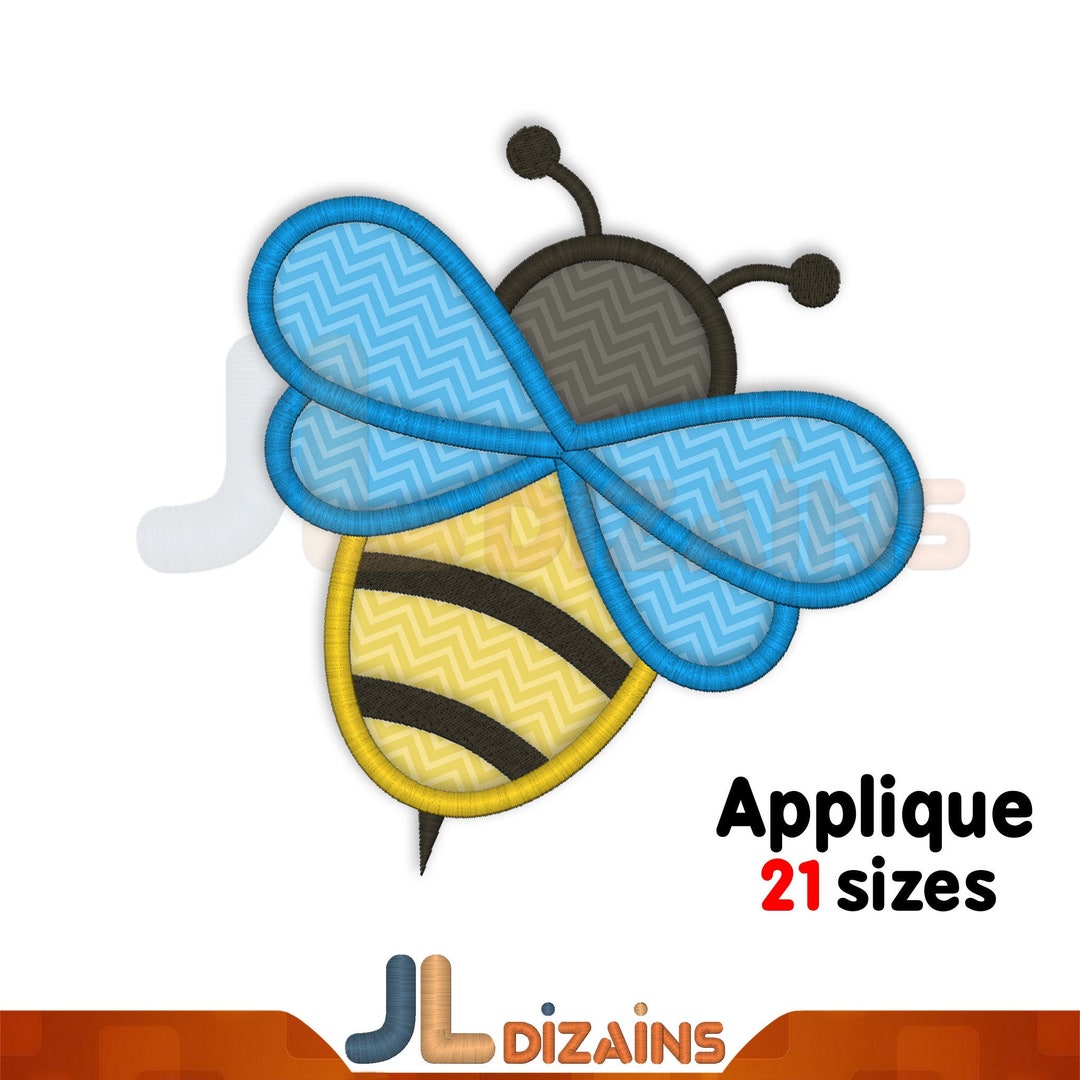 Bee Applique Embroidery Design. Bee Embroidery Design. Bumblebee ...