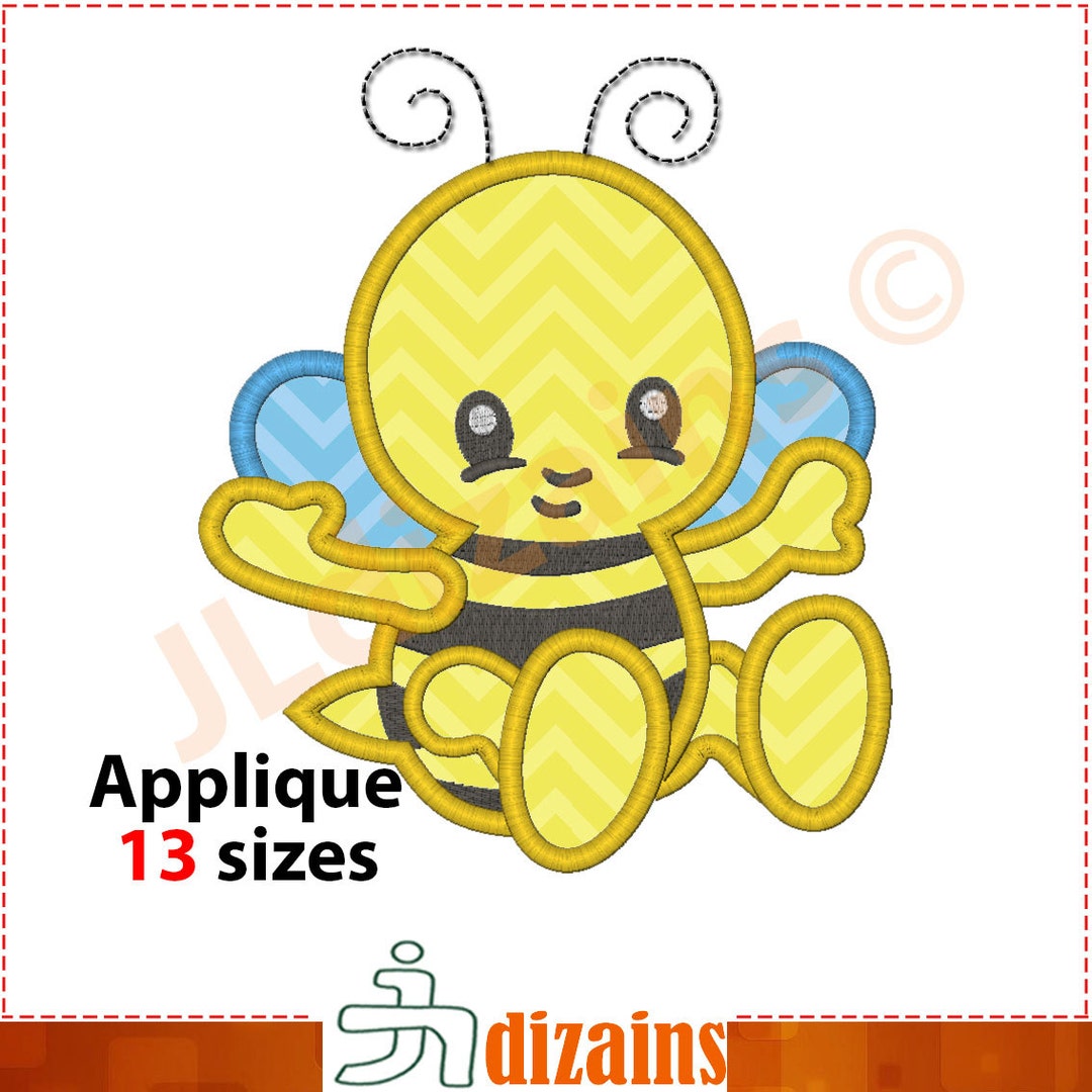Bee Applique Design. Baby Bee Embroidery Design. Bee Embroidery. Bee ...
