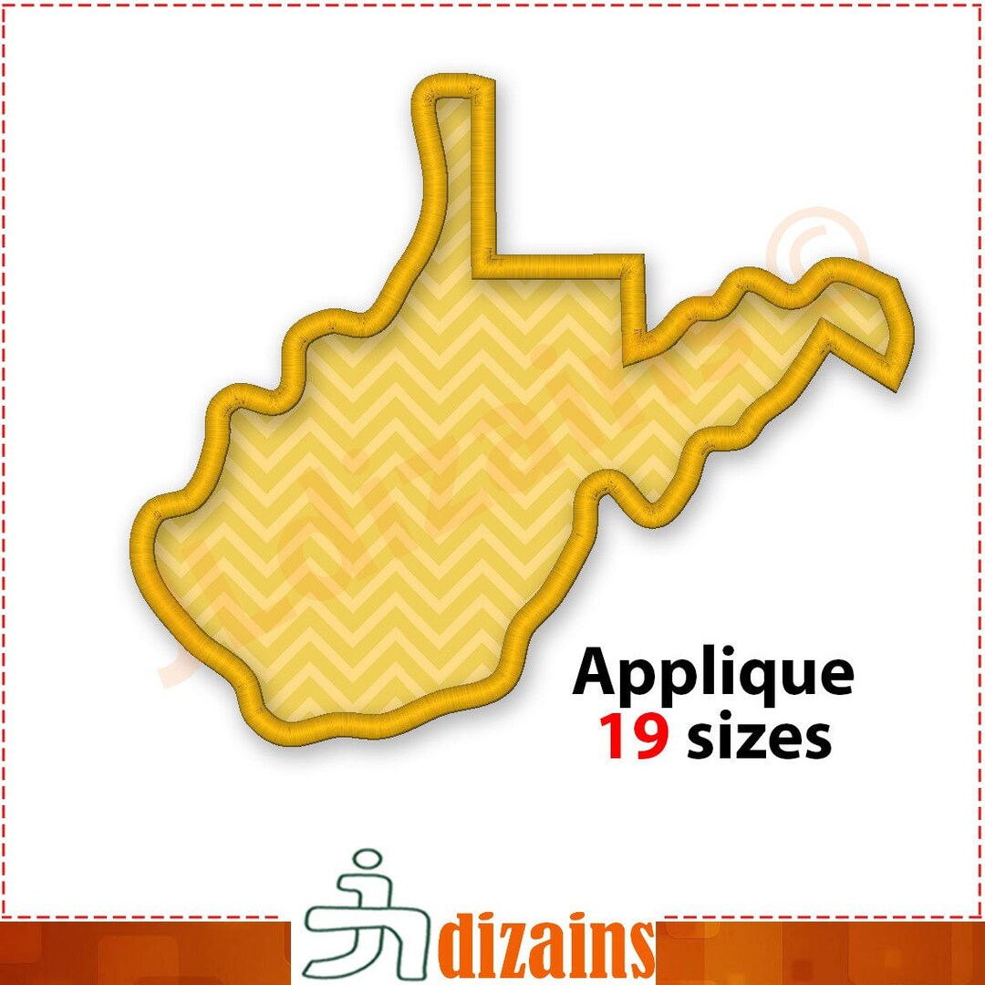 West Virginia State Applique Embroidery Design. West Virginia Machine ...