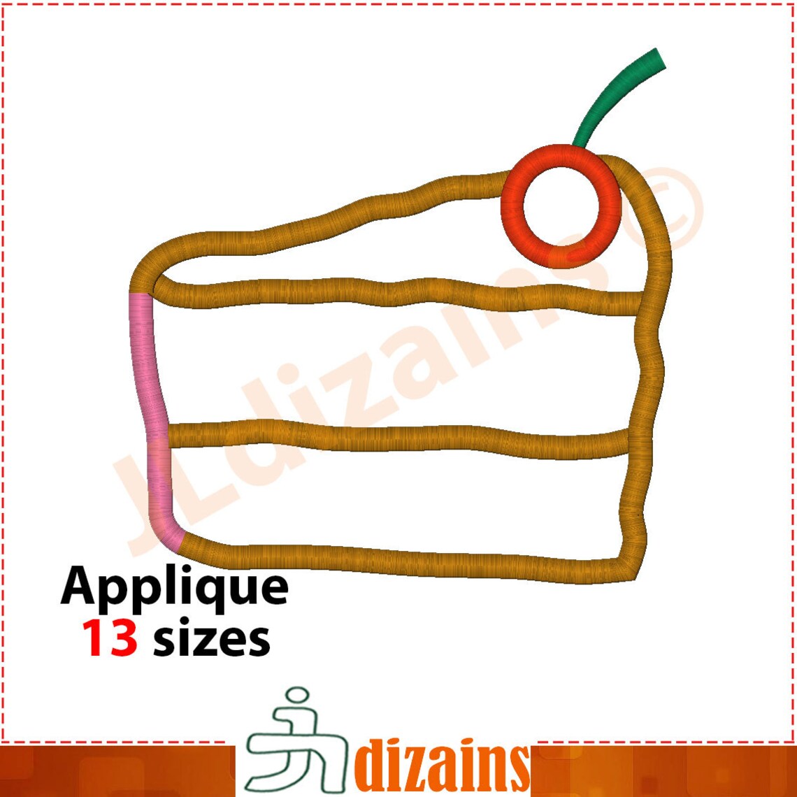 Cake Applique Design. Cake Embroidery Design. Cake Slice - Etsy