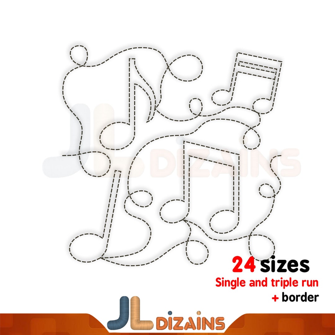 Music Quilting Embroidery Design. Music Notes Quilt Block Embroidery ...