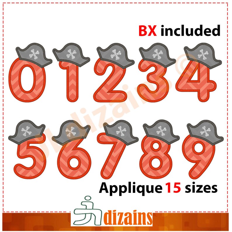 Pirate Applique Numbers. Pirate numbers embroidery. Birthday | Etsy