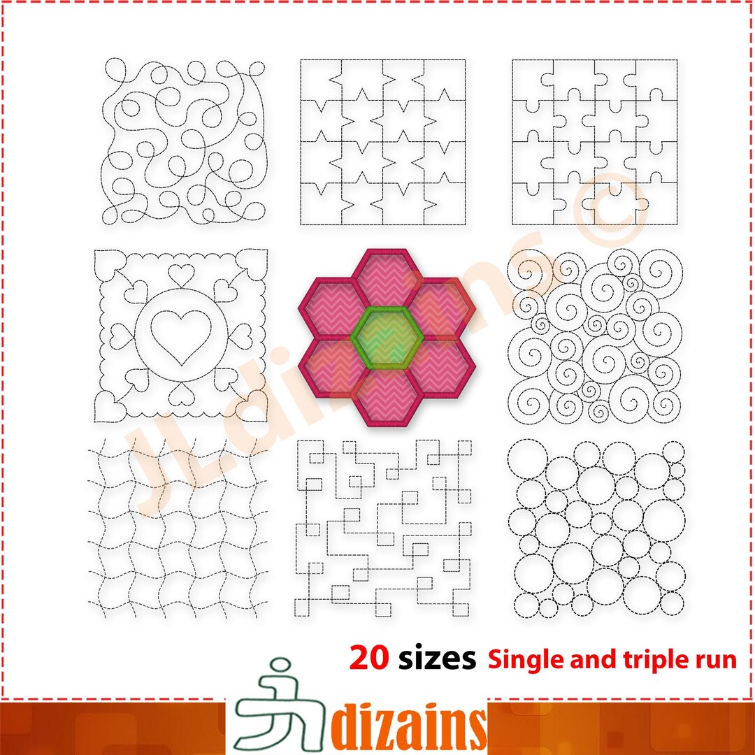 Quilting Background Embroidery Design Set. Quilt Block Pattern ...