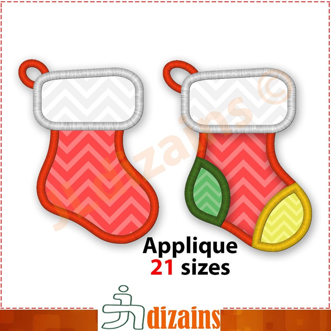 Christmas Stocking Applique Design. Christmas Stocking Embroidery ...