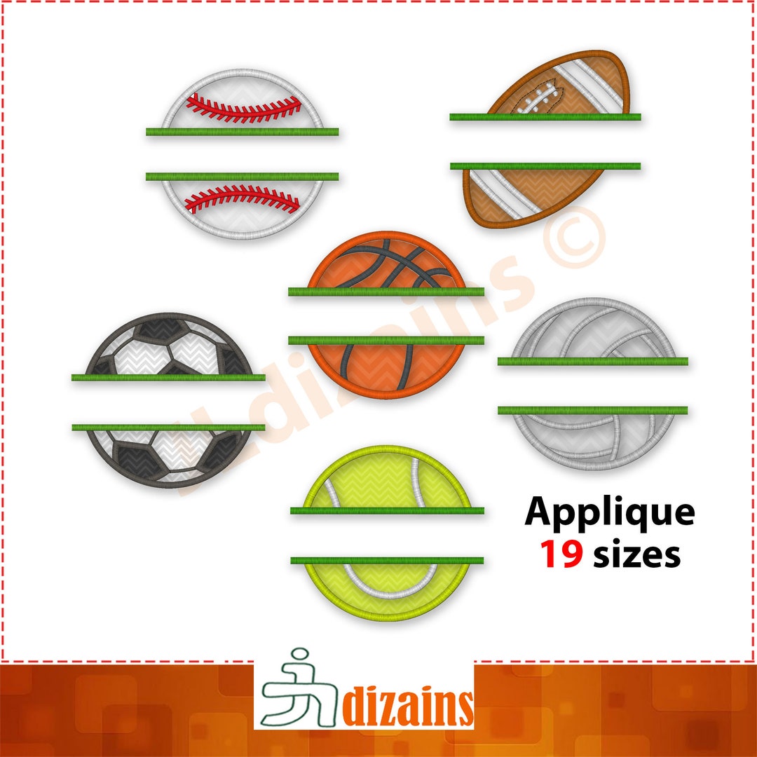 Split Ball Applique Design Set. Ball Embroidery Applique Designs ...